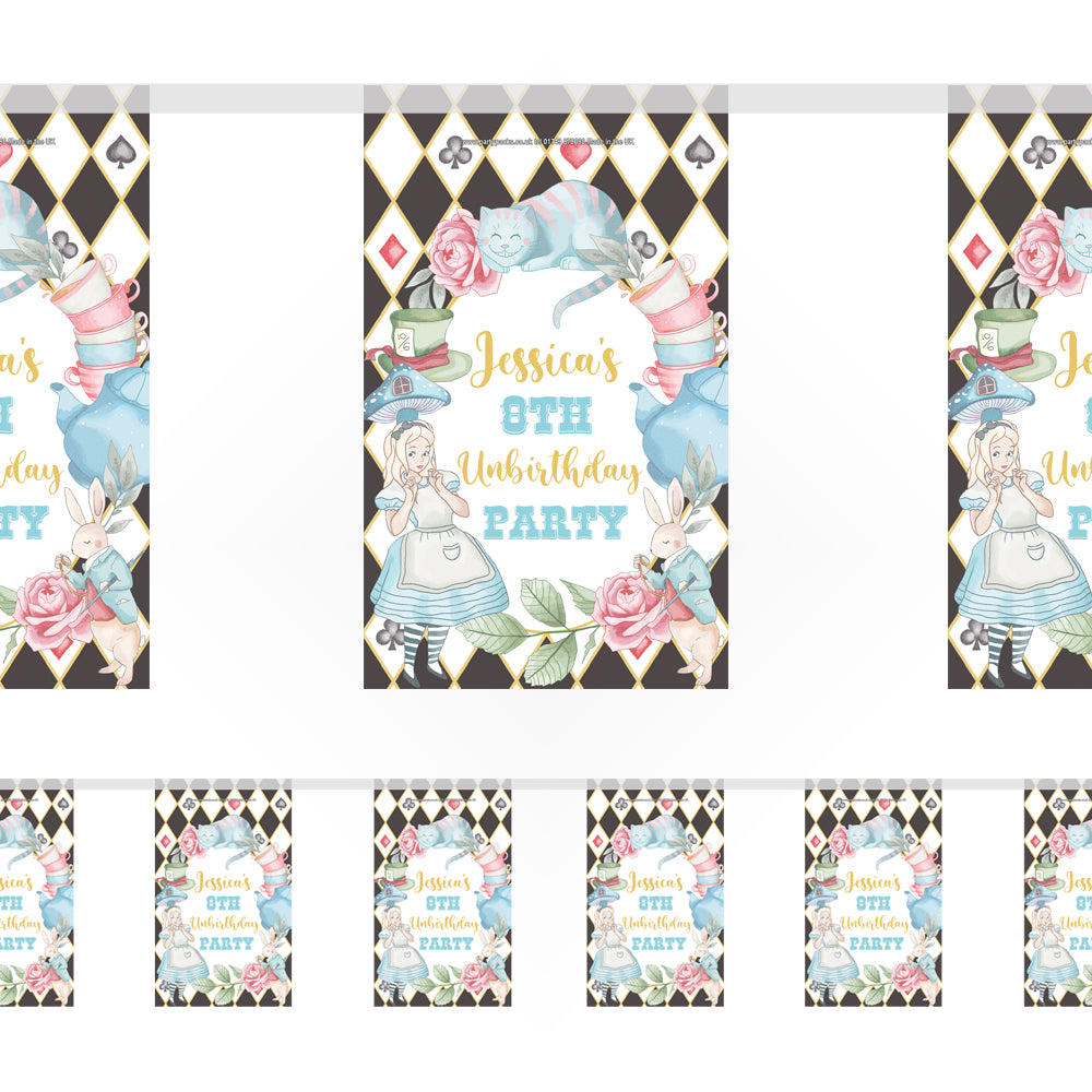 Alice in Wonderland Personalised Bunting - Decorations | Party Packs