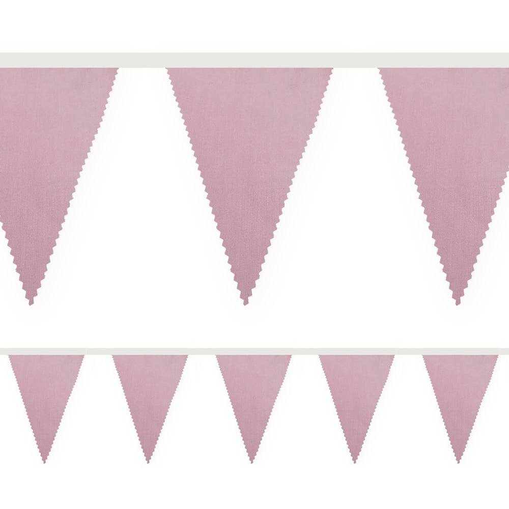 Dusky Pink Fabric Pennant Bunting - 24 Flags - 8m | Party Packs