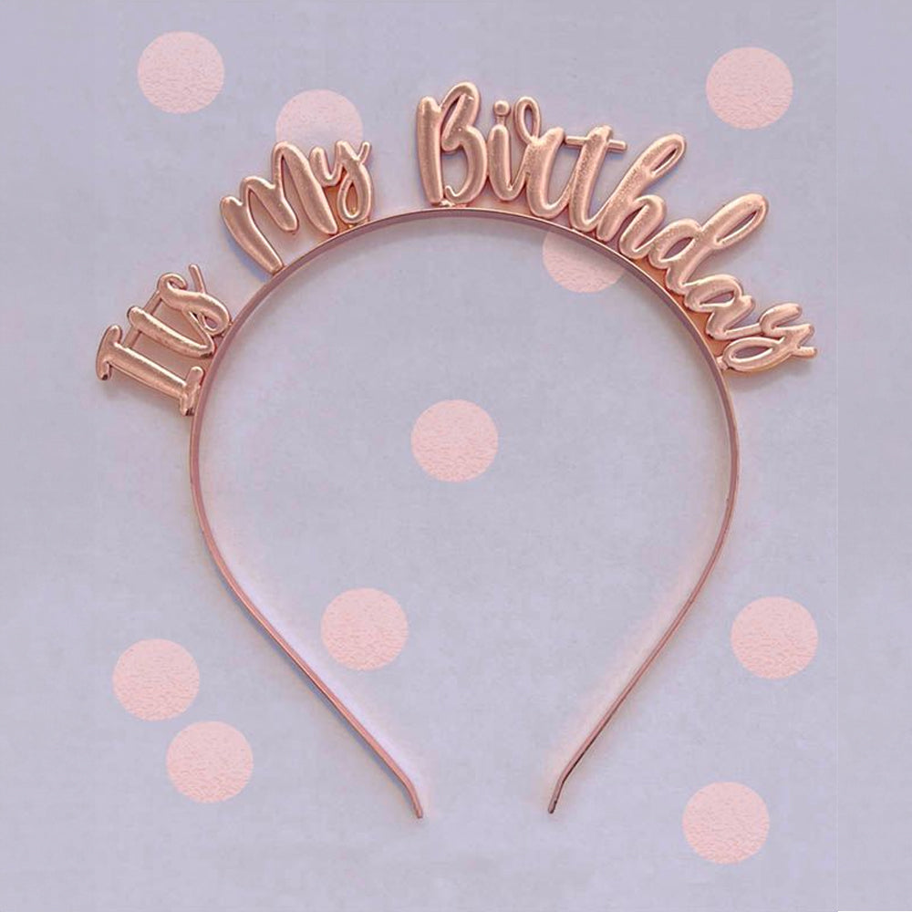 It's My Birthday Rose Gold Metal Headband – Party Packs