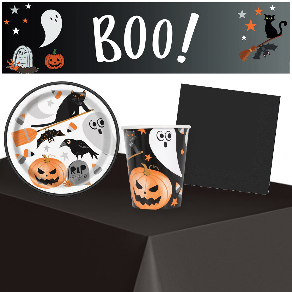 Boo! Halloween Tableware Pack for 8 With FREE Banner! | Party Packs