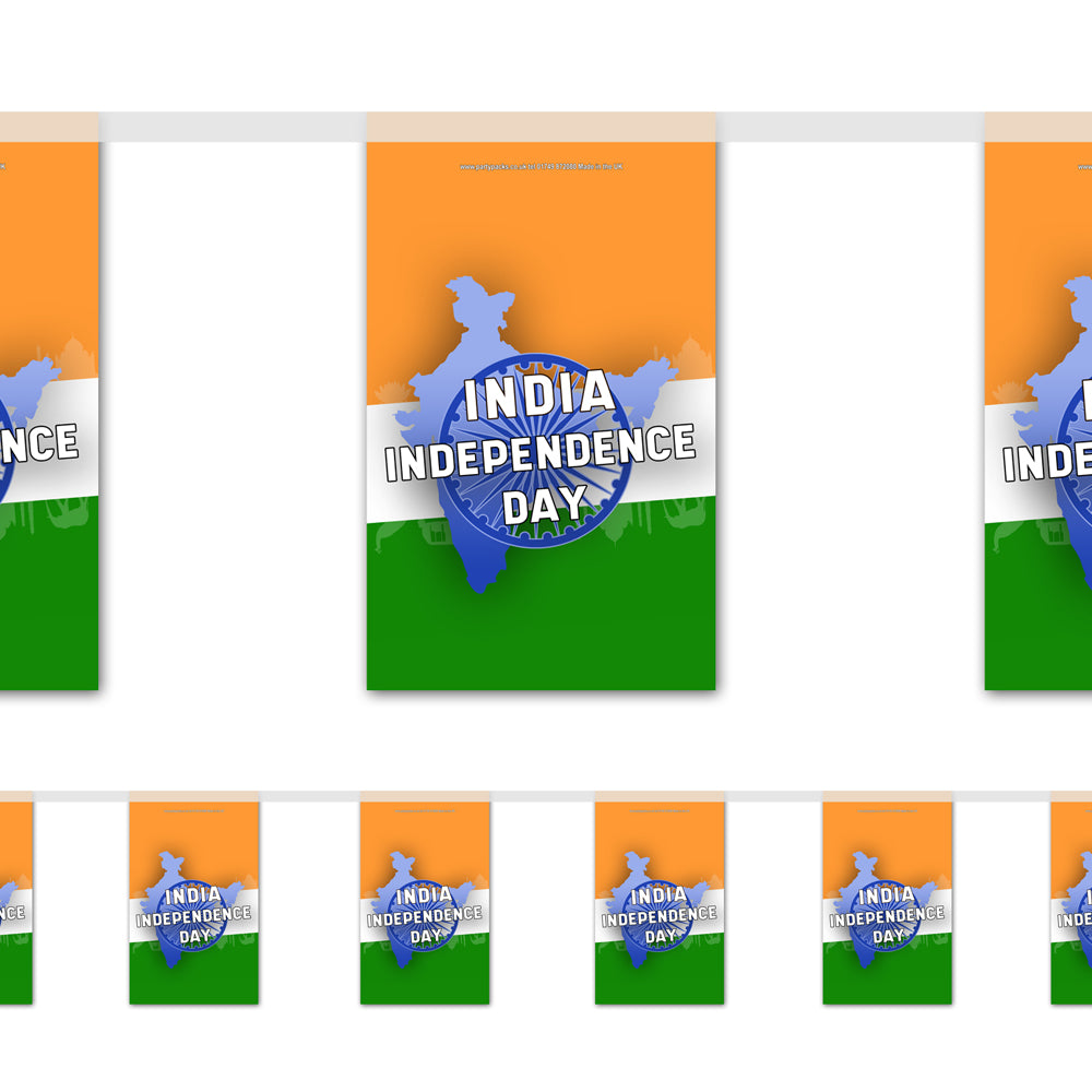 India Independence Day Paper Flag Interior Bunting - 2.4m – Party Packs