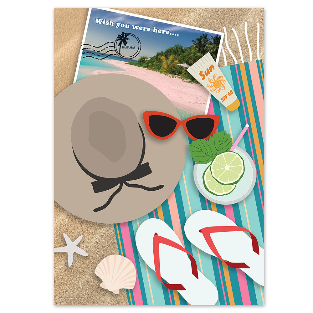 Jet Set Holiday Beach Towel Scene Poster - A3 – Party Packs