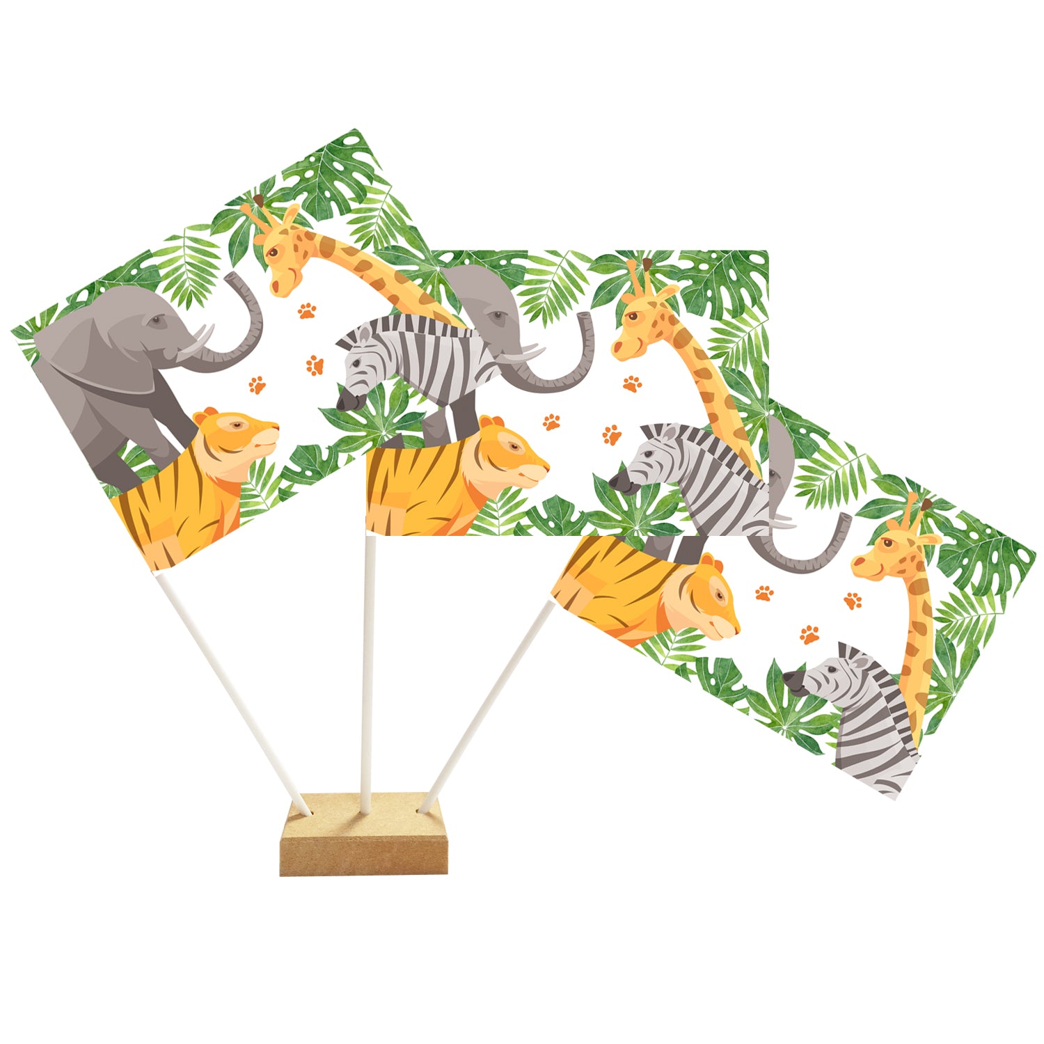 Jungle Animal Safari Paper Table Flag | Decorations | Party Packs