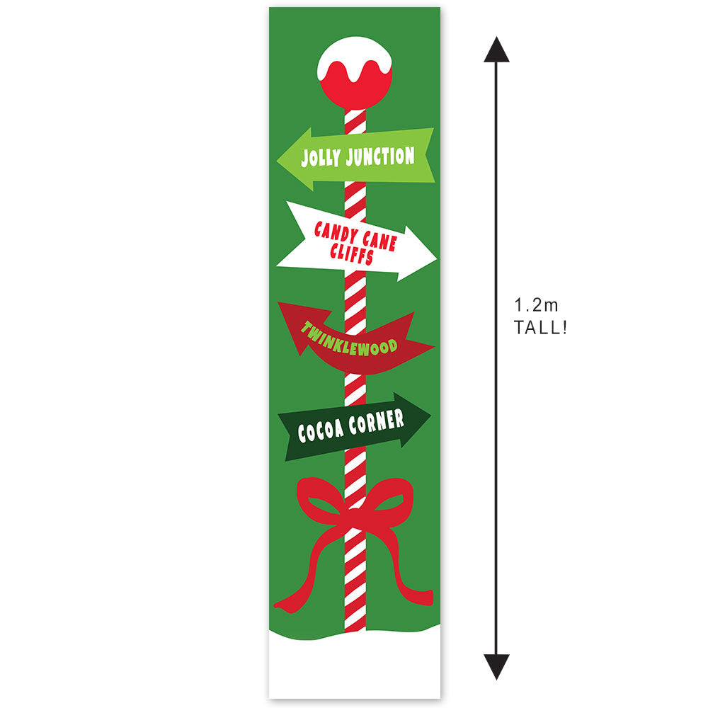 Mean Green Christmas Signpost Banner 30cm x 120cm - Festive Directional ...