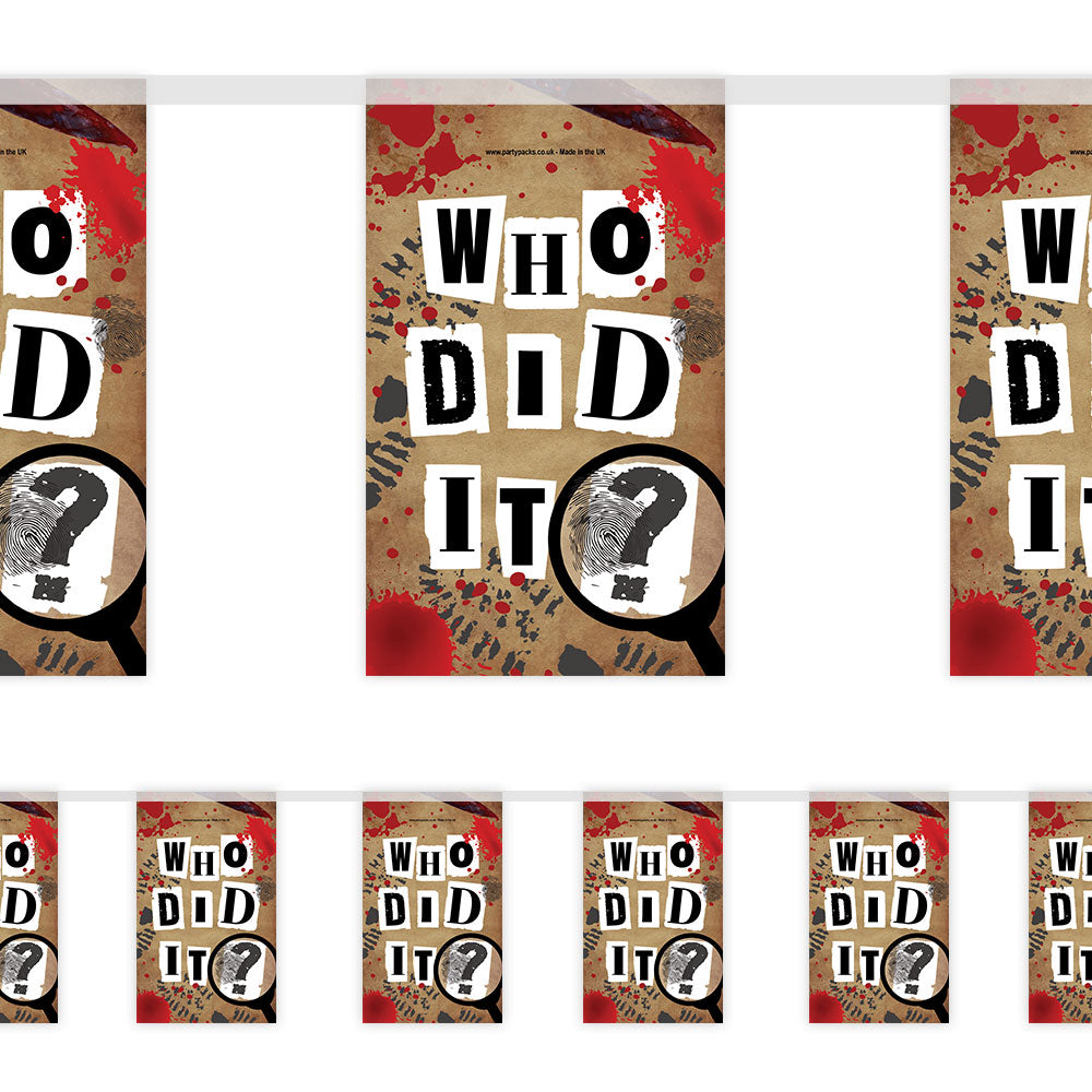 Who Did It Murder Mystery Paper Bunting Decoration - 2.4m – Party Packs