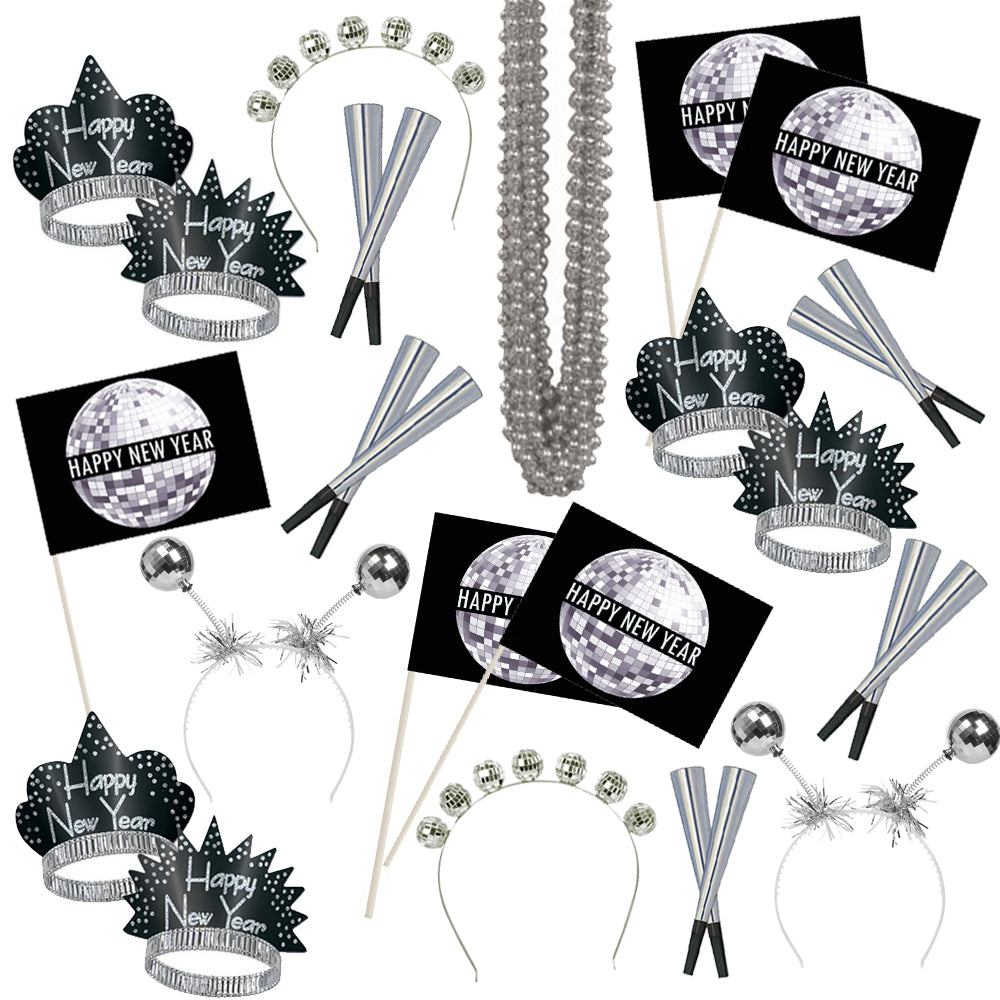 Disco Ball Happy New Year & Novelty Party Pack - For 10 People – Party ...