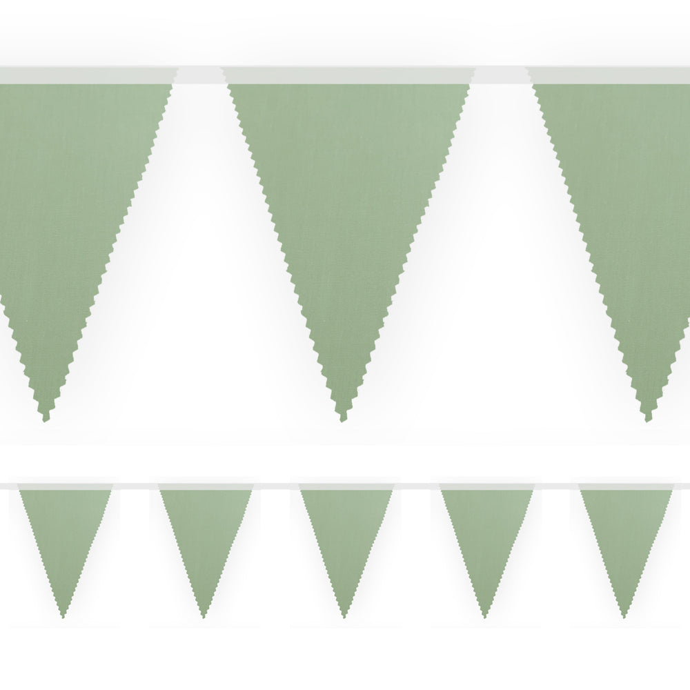 Olive Sage Green Fabric Pennant Bunting - 24 Flags - 8m | Party Packs
