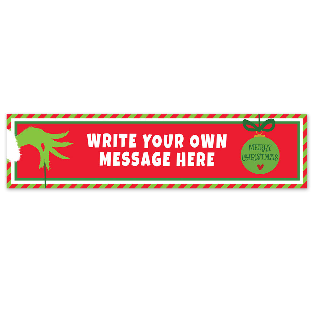 Personalised Mean Green Christmas Banner 120cm | Custom Grinch-Style ...