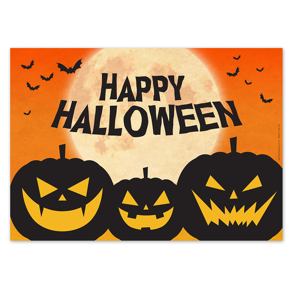 Halloween Poster A3 - Evil Pumpkins & Moon Design Wall Decoration ...
