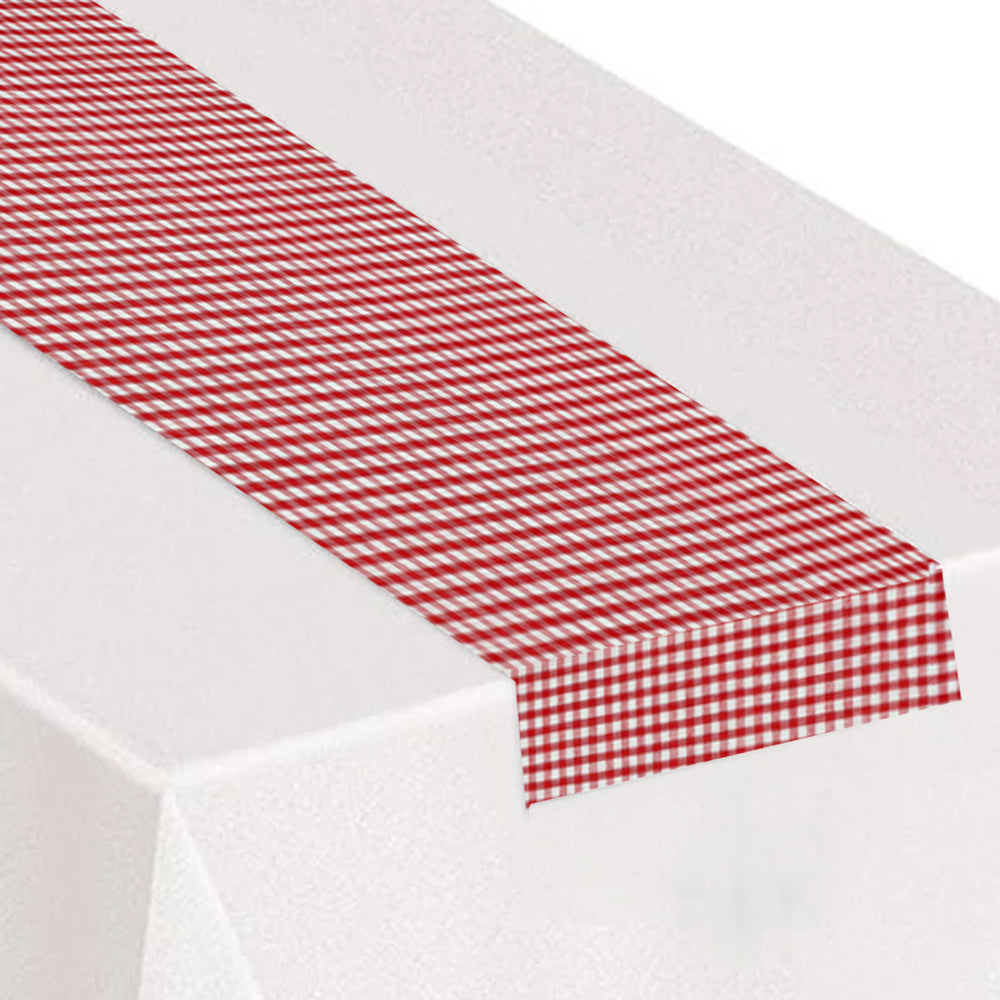 Red Gingham Fabric Table Runner | Party Packs