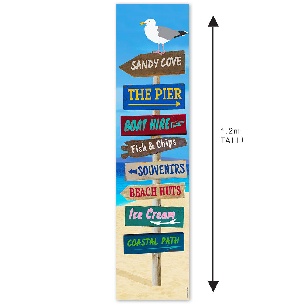 Seaside Beach Sign Post Portrait Banner - 30cm x 120cm – Party Packs