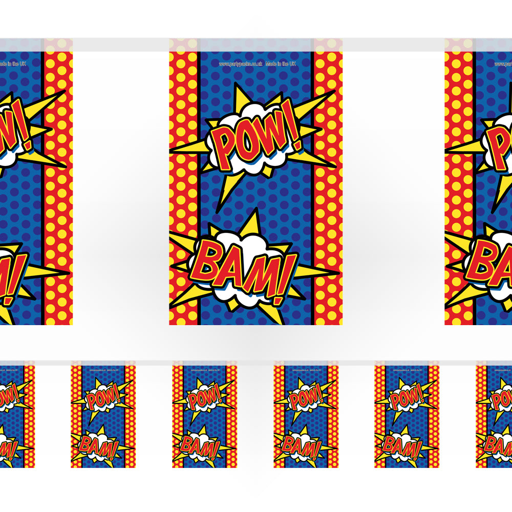 Superhero Paper Flag Bunting Decoration - 2.4m | Party Packs