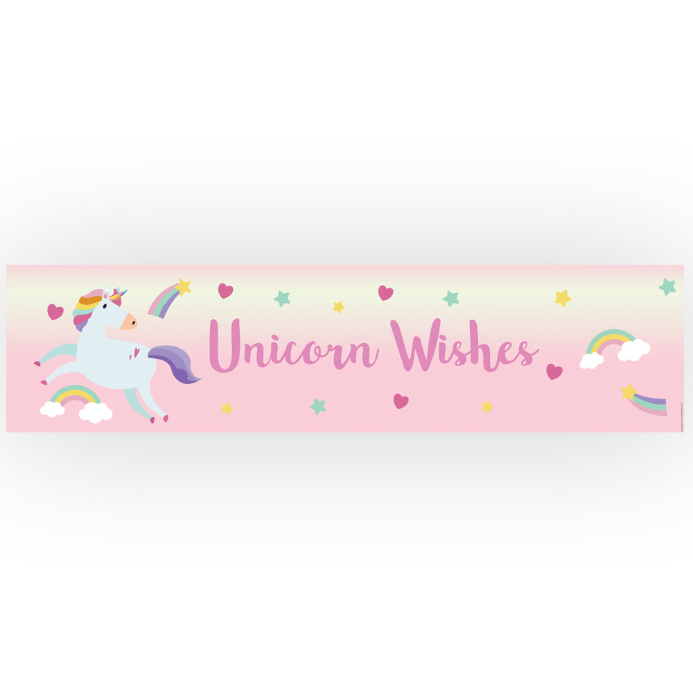 Pink Unicorn Wishes Banner Decoration - 1.2m | Party Packs