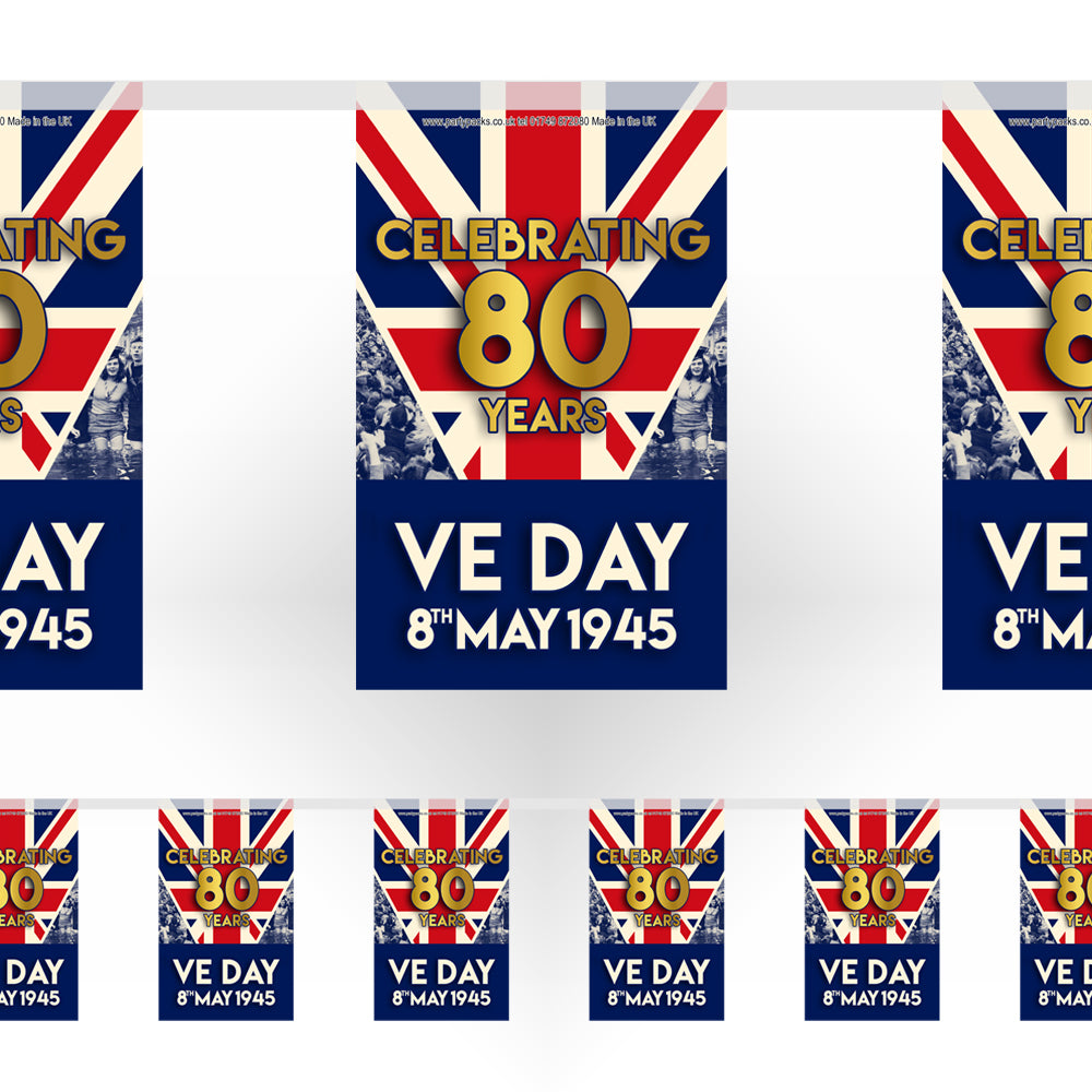 VE Day 80th Anniversary Paper Flag Bunting - 2.4m – Party Packs