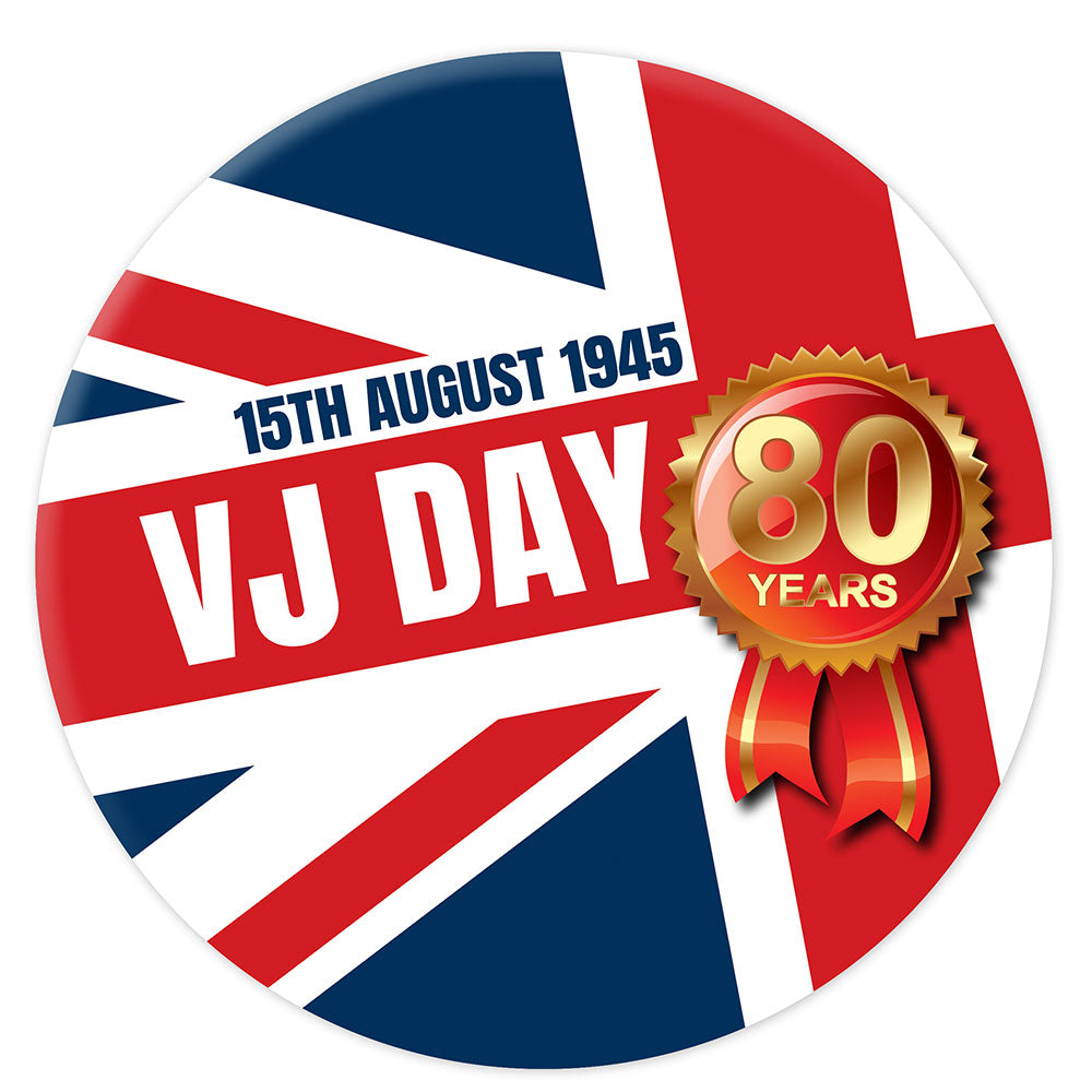 VJ Day 80th Anniversary Badge - 58mm - Each – Party Packs