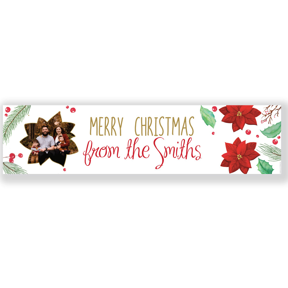 Holly & Poinsettia Christmas Personalised Photo Banner| Party Packs