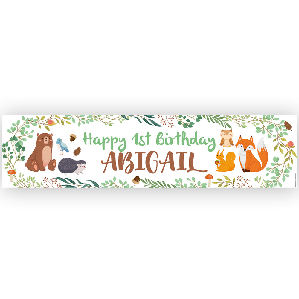 Woodland Animals Personalised Banner Decoration | Party Packs