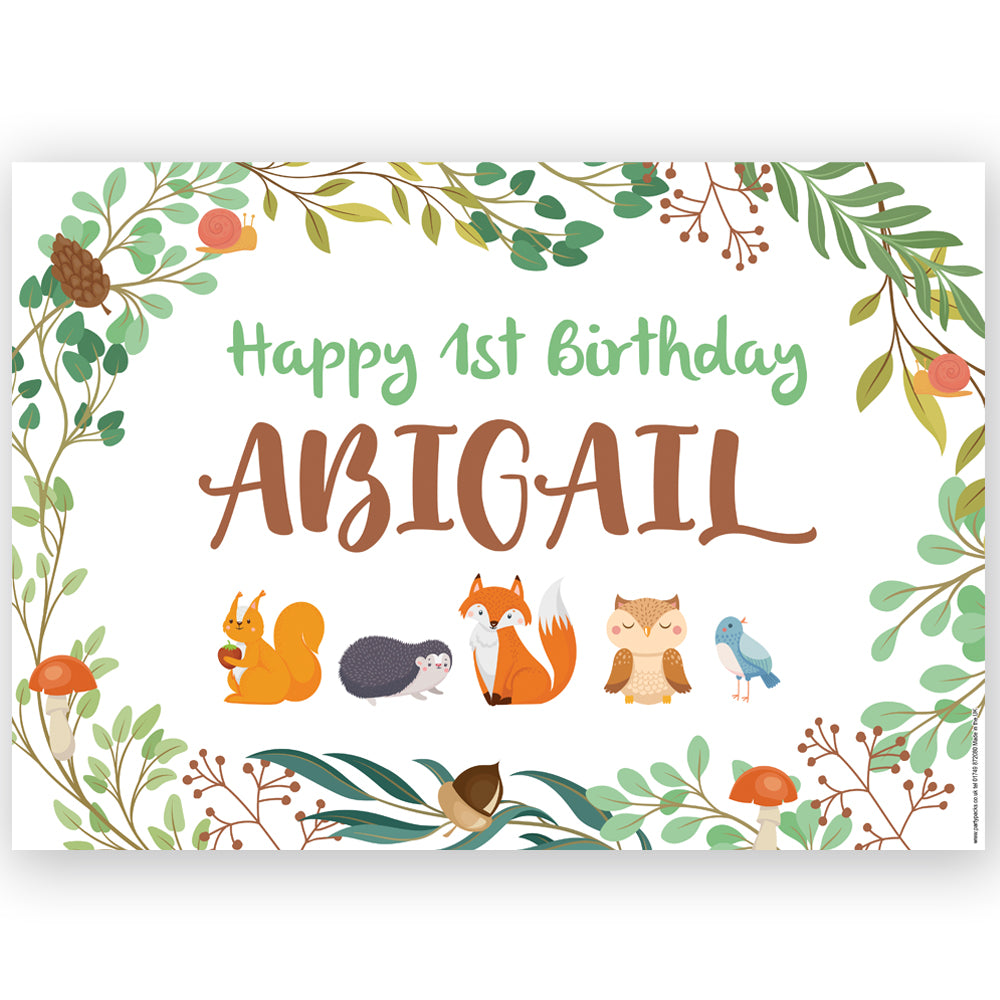 Woodland Animals Happy Birthday Poster Decoration | Party Packs