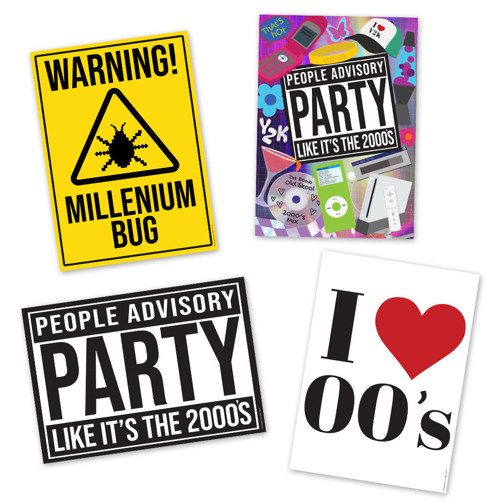 Y2K Party Posters - A3 - Pack of 4 – Party Packs