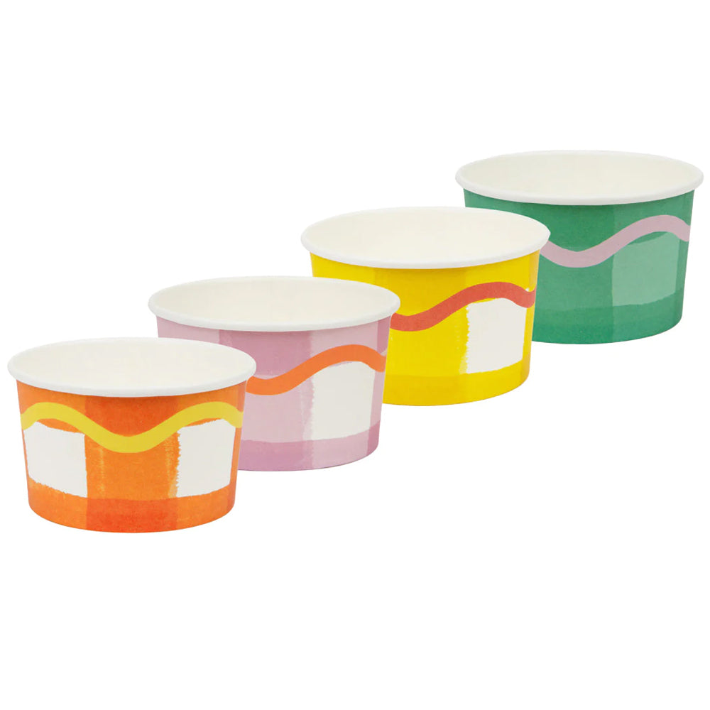 Gingham Paper Ice Cream Bowls - 230ml - Pack of 8 – Party Packs