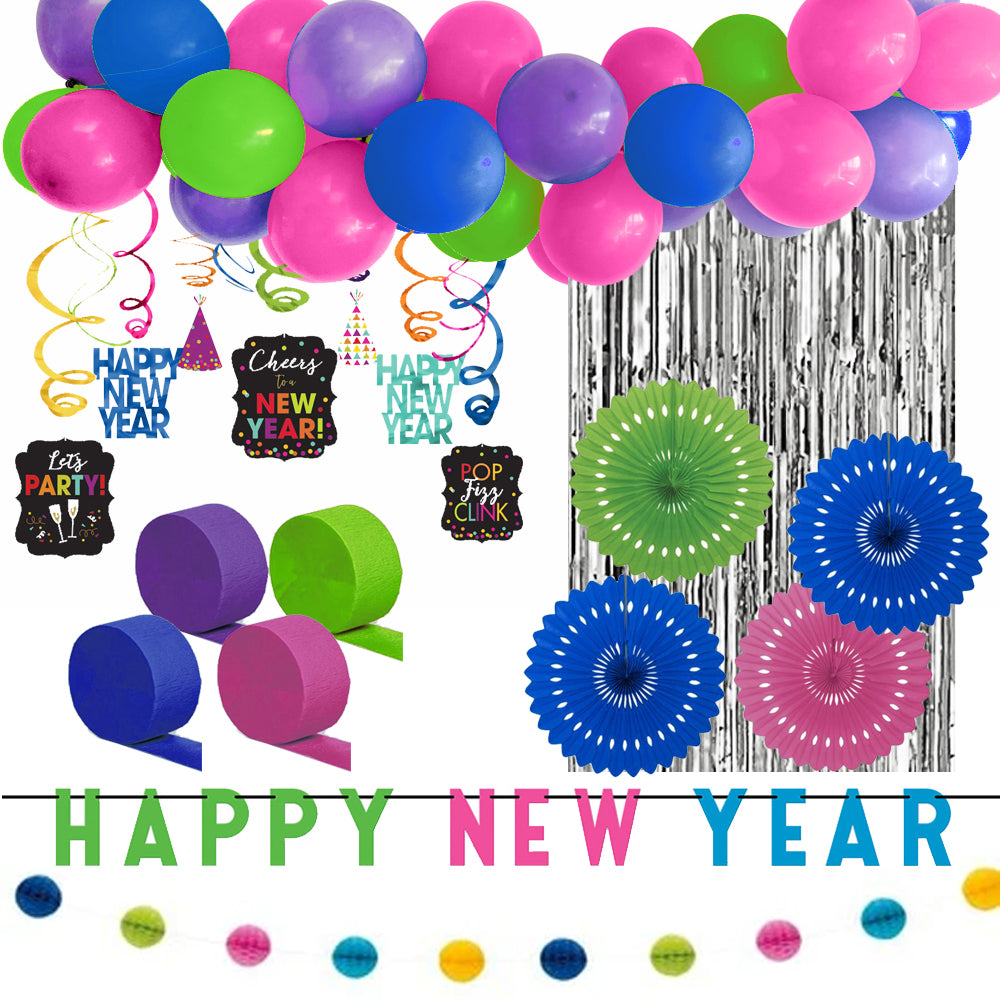 Bright Colours New Year's Eve Party Decoration Pack | Party Packs