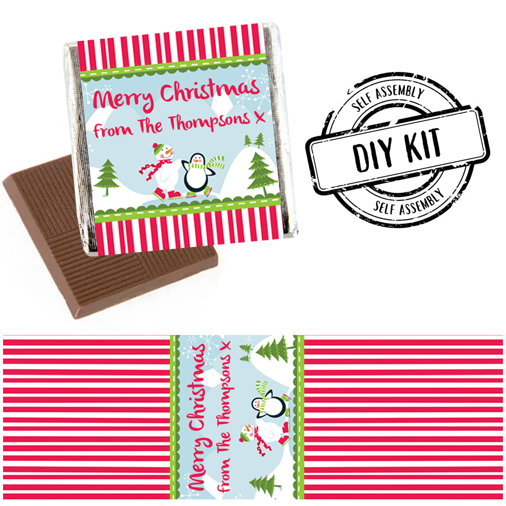 Winter Wonderland Christmas Personalised Square Chocolates – Party Packs