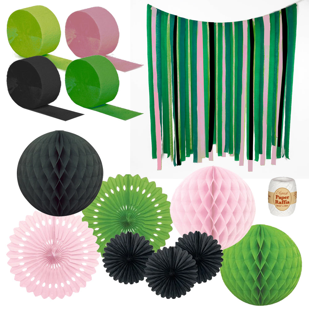 Green & Pink Paper Decoration Pack – Party Packs