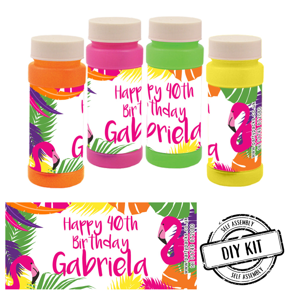 Personalised Bubbles - Tropical Flamingo - Pack of 8 – Party Packs