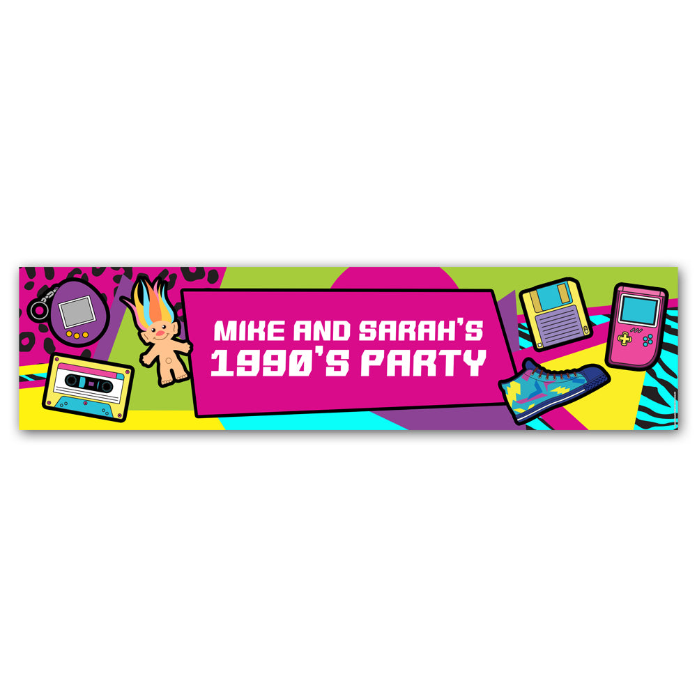 90's Retro Personalised Banner Decoration - 1.2m – Party Packs