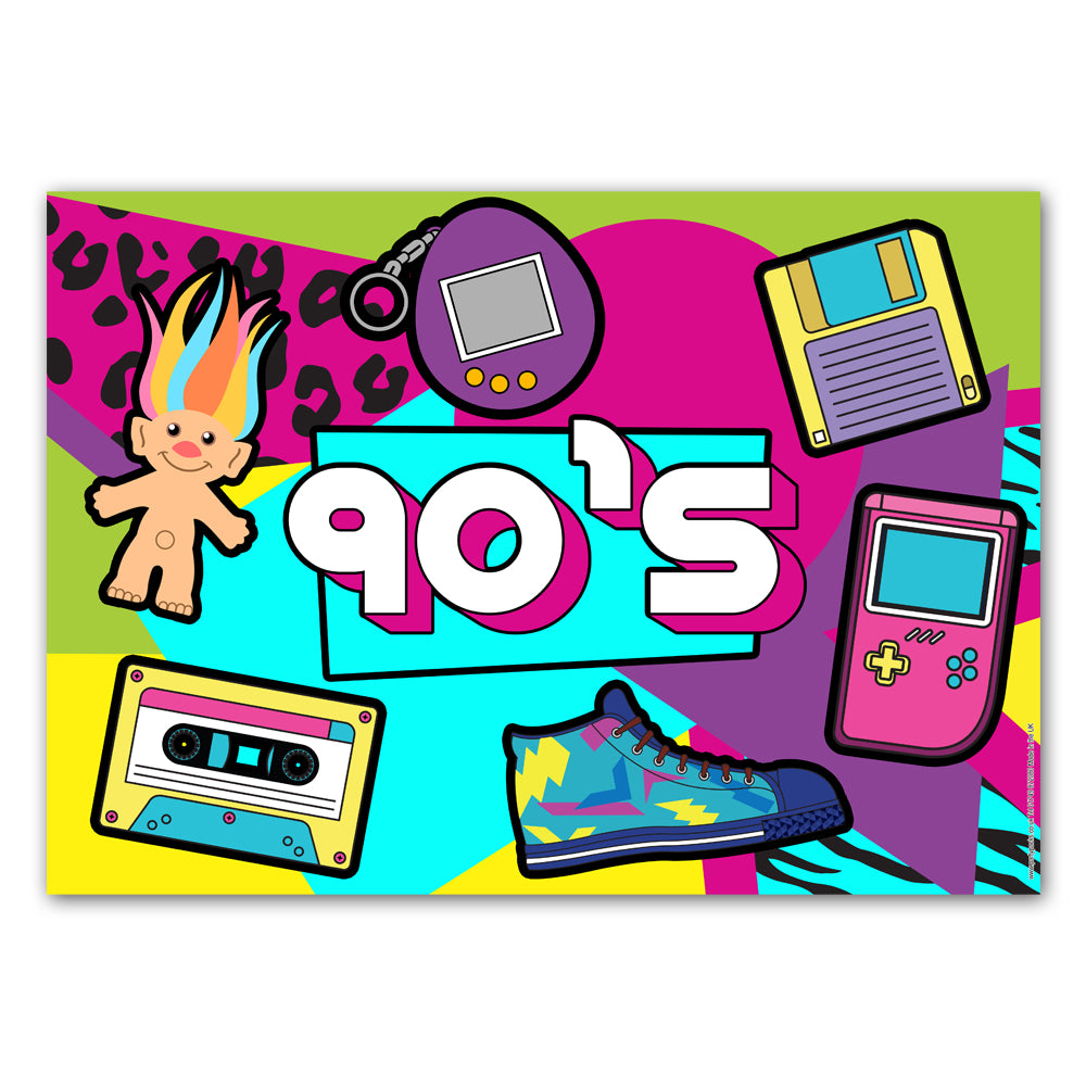 90's Retro Poster Decoration - A3 | 1990's Party | Party Packs