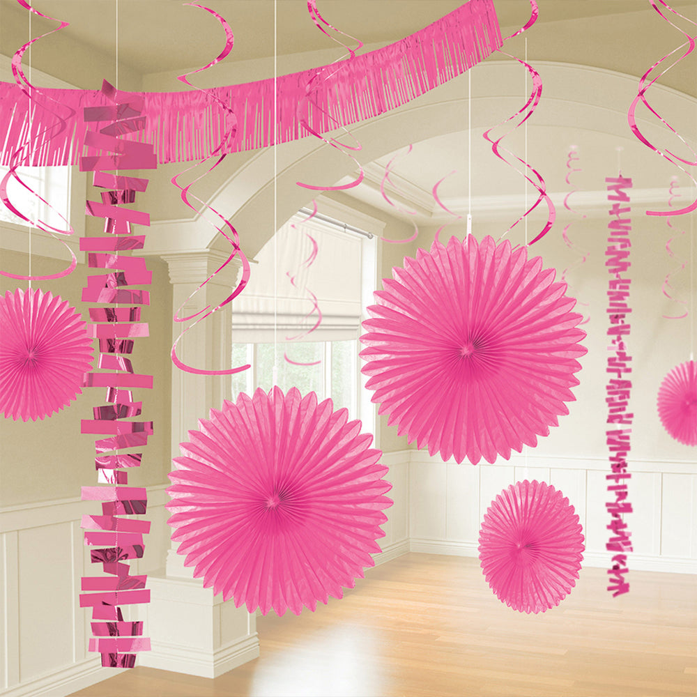 Hot Pink Room Decoration Kit - Pack of 18 | Party Packs
