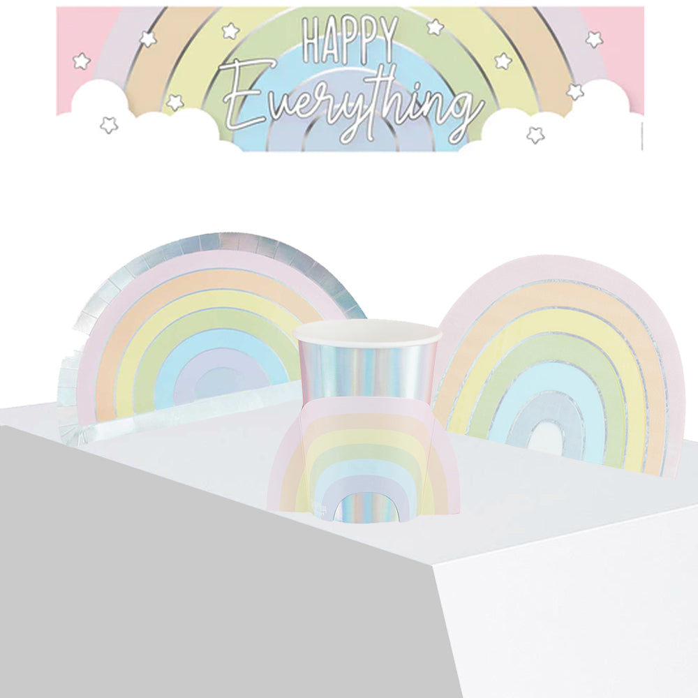 Pastel Rainbow Tableware Pack for 8 - with FREE Banner! – Party Packs