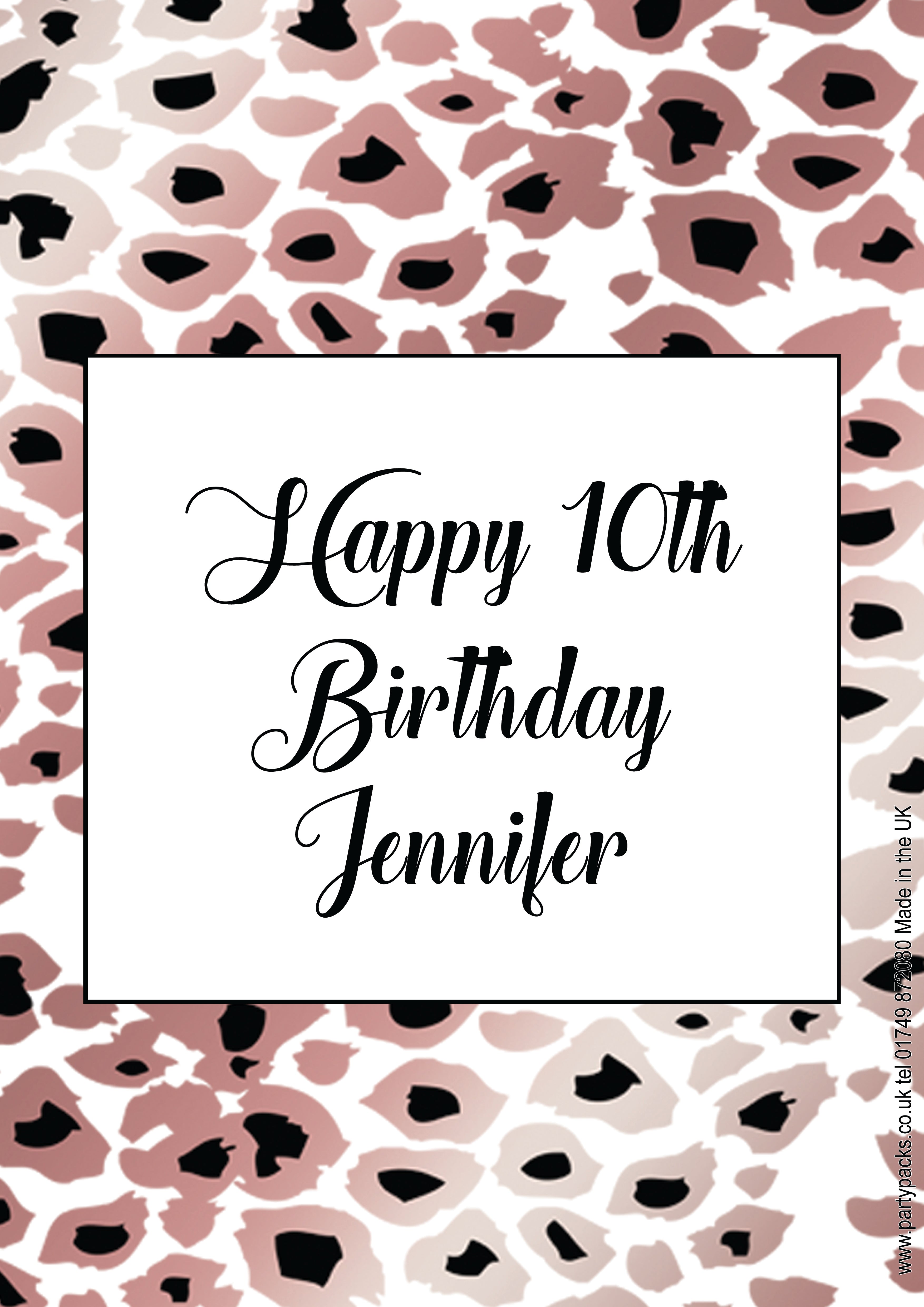 Rose Gold Leopard Print Personalised Poster Decoration - A3 – Party Packs