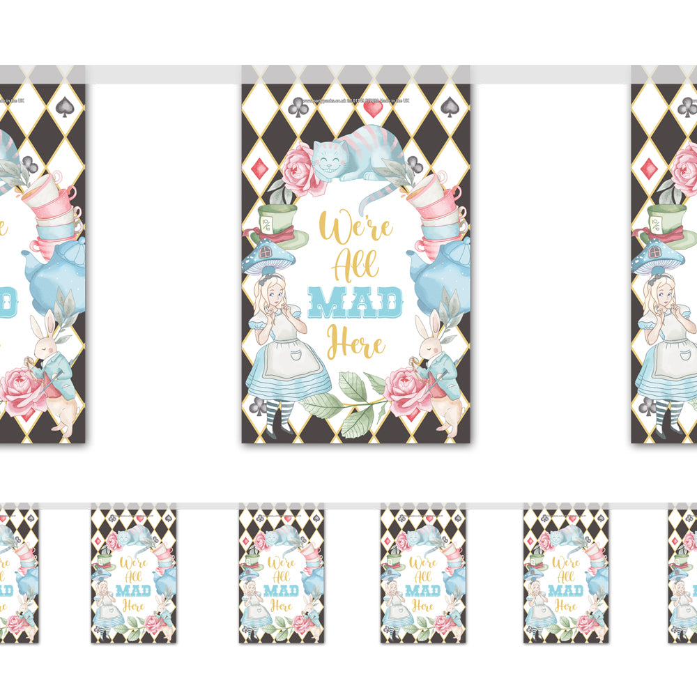 Alice in Wonderland Paper Flag Bunting Party Decoration - 2.4m – Party ...