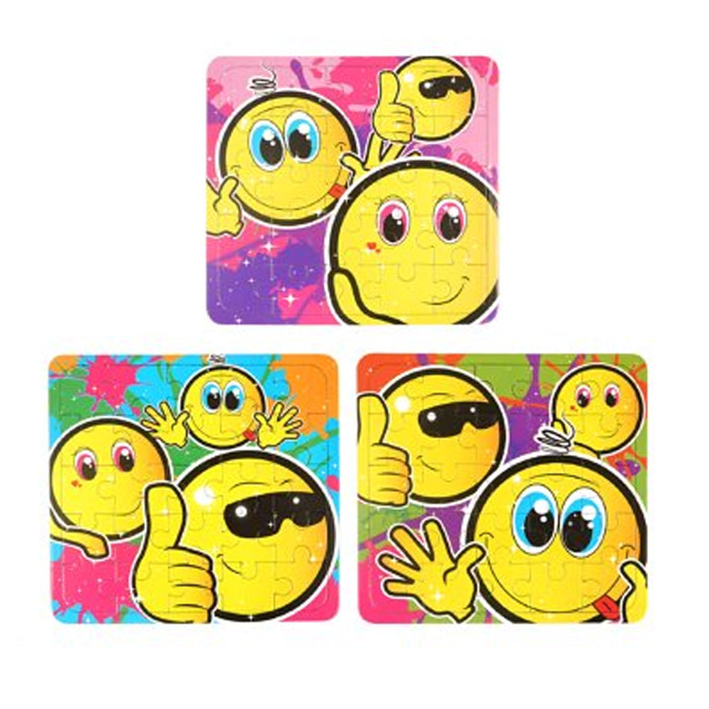 Smiley Face Emoji Jigsaw Puzzle - 13cm X 13cm - 3 Assorted – Party Packs