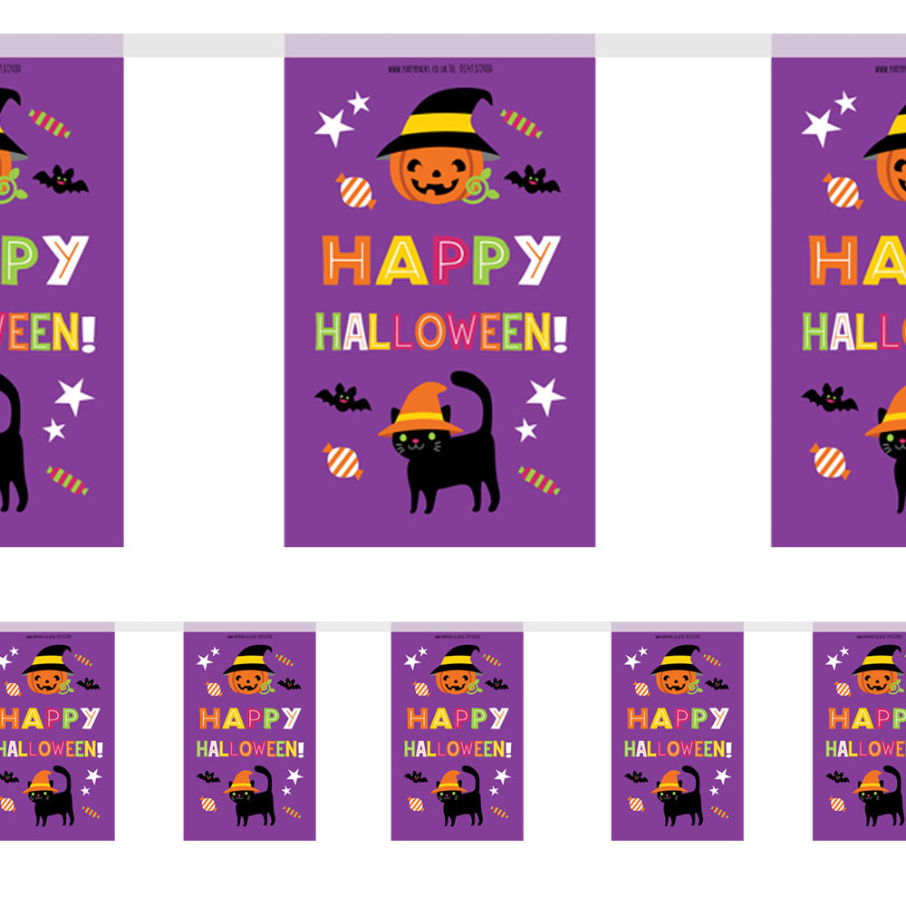 Cat & Pumpkin Halloween Paper Flag Bunting Decoration - 2.4m – Party Packs