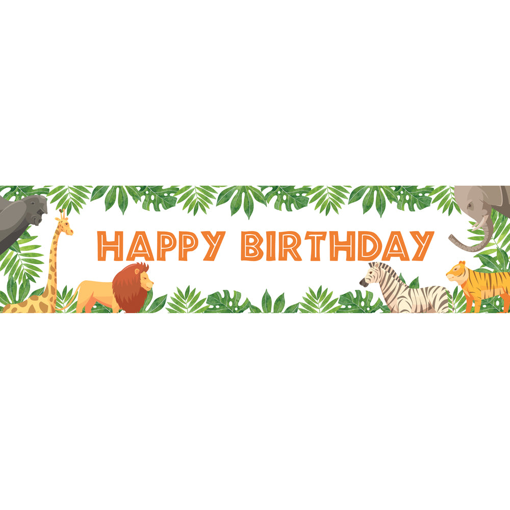 Jungle Animals Happy Birthday Banner Decoration - 1.2m – Party Packs