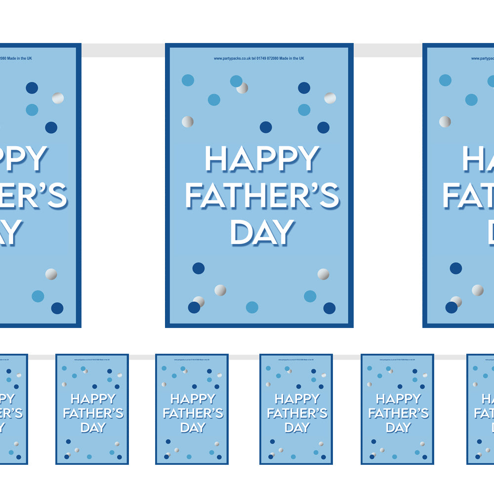Blue Glitzy Happy Father's Day Paper Bunting Decoration - 2.4m – Party ...