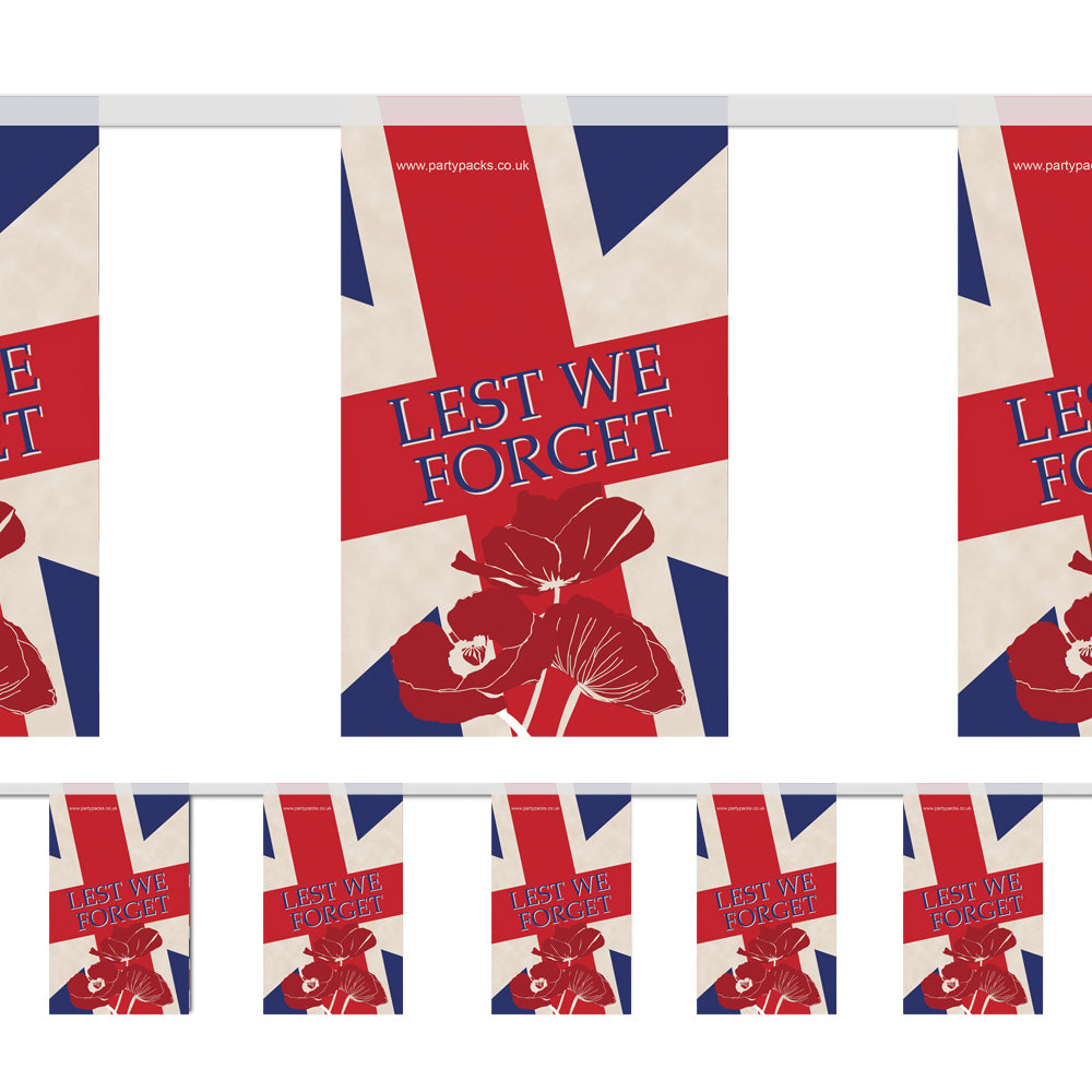 Remembrance Sunday 'Lest We Forget' Flag Interior Bunting - 2.4m ...