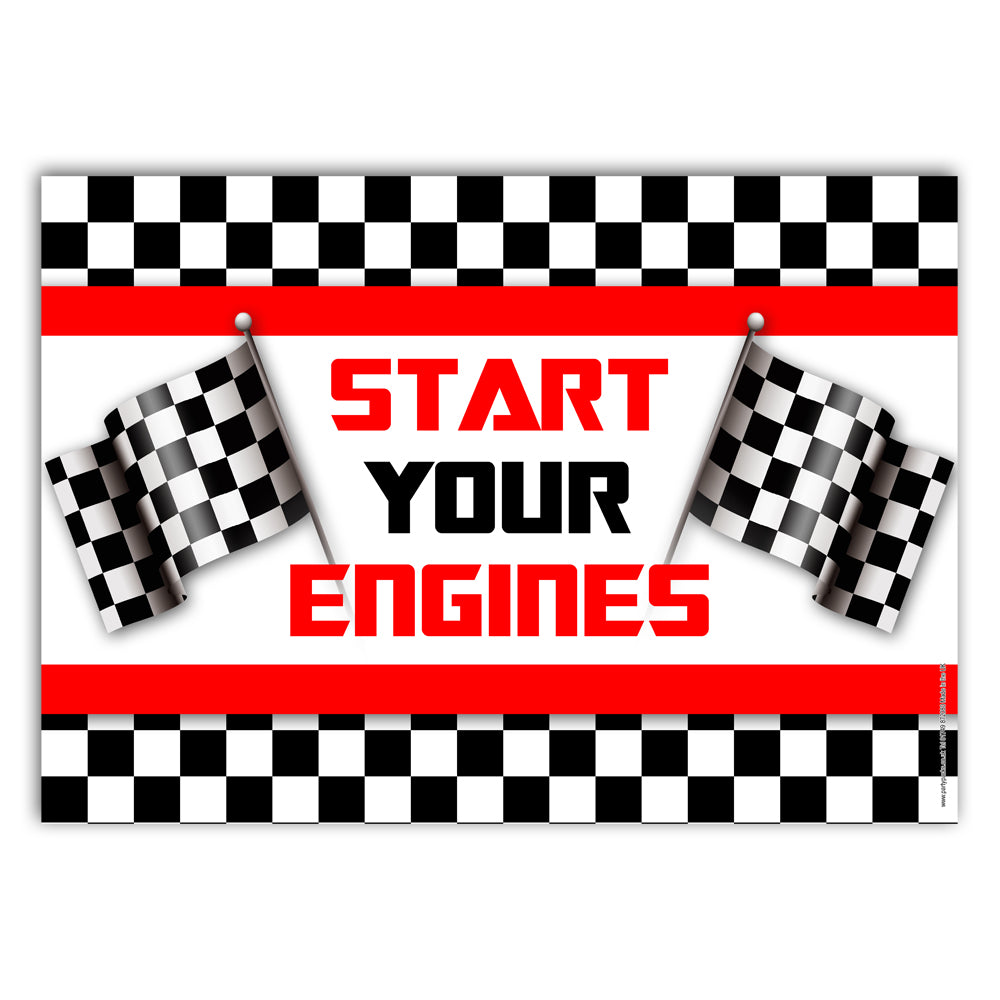 Motor Racing 'Start Your Engines' Poster Decoration - A3 – Party Packs