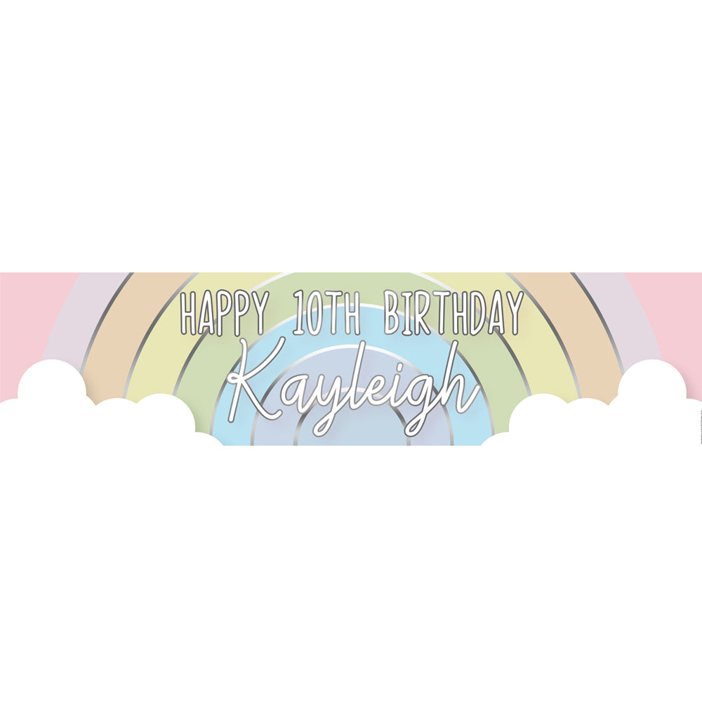 Personalised Pastel Rainbow Banner - 120cm x 30cm – Party Packs