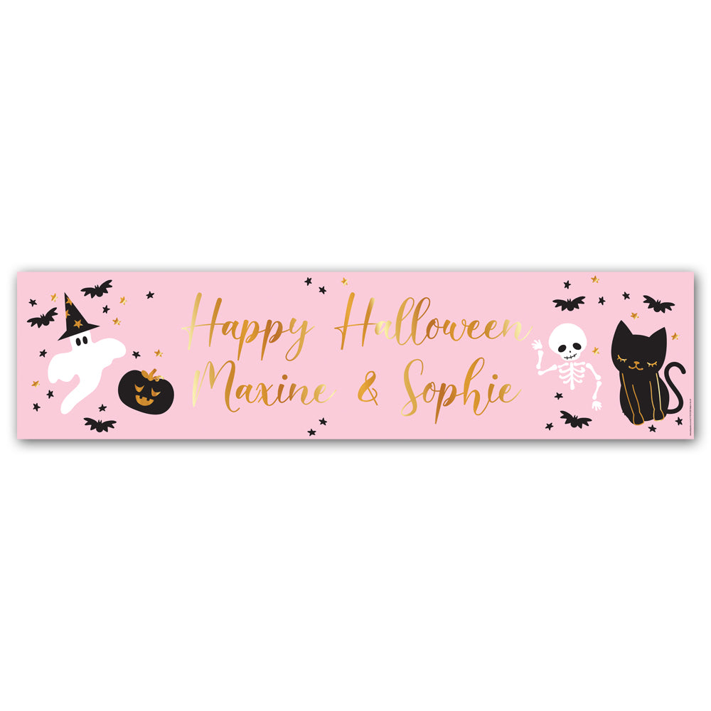 Pink Halloween Personalised Banner Decoration - 1.2m – Party Packs