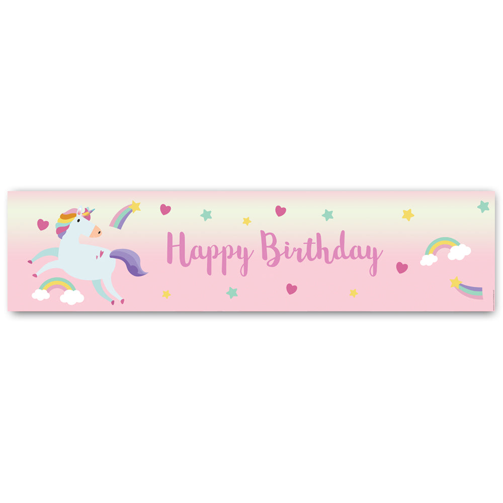 Unicorn Happy Birthday Banner Pastel Rainbow Unicorn Party Banners