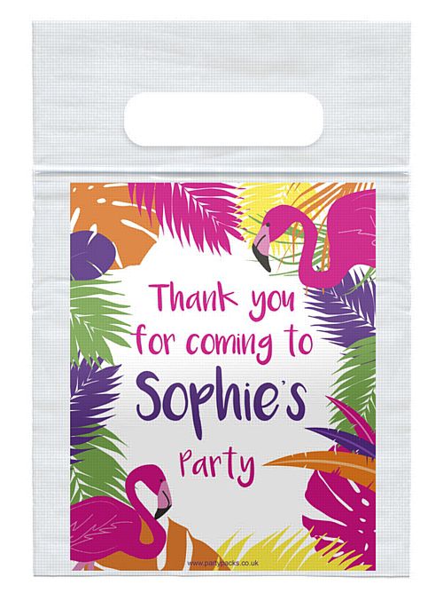 Tropical Flamingo Themed Personalised Sealed Party Bag - Pack of 8 ...