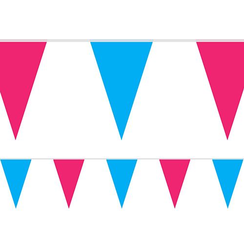 Blue and Pink Fabric Pennant Bunting - 24 Flags - 8m – Party Packs