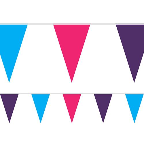 Pink, Purple and Turquoise Fabric Pennant Bunting - 24 Flags - 8m ...