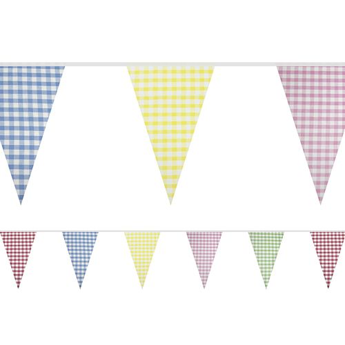 Multicolour Gingham Fabric Bunting - 8m – Party Packs