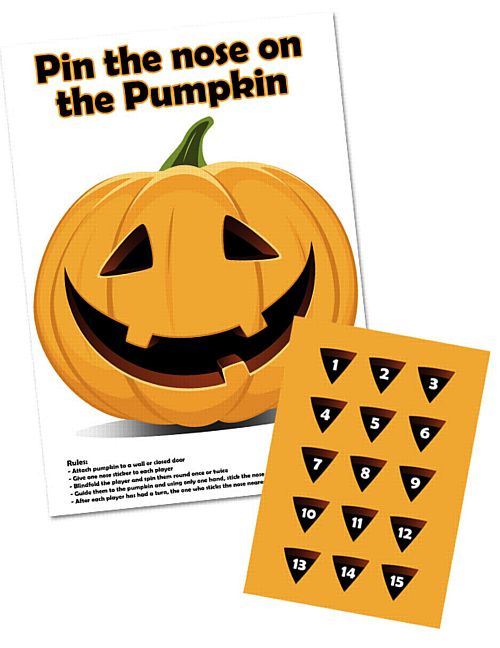 Pin The Nose On The Pumpkin Game With Stickers – Party Packs