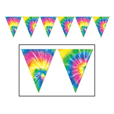 Tie-Dyed 'All Weather' Flag Bunting - 3.7m (12') - 12 Flags – Party Packs