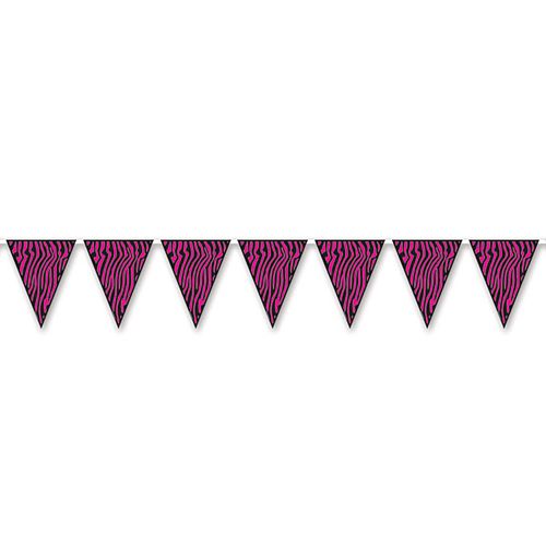 Pink Zebra Print Bunting - 3.6m (12 flags) – Party Packs